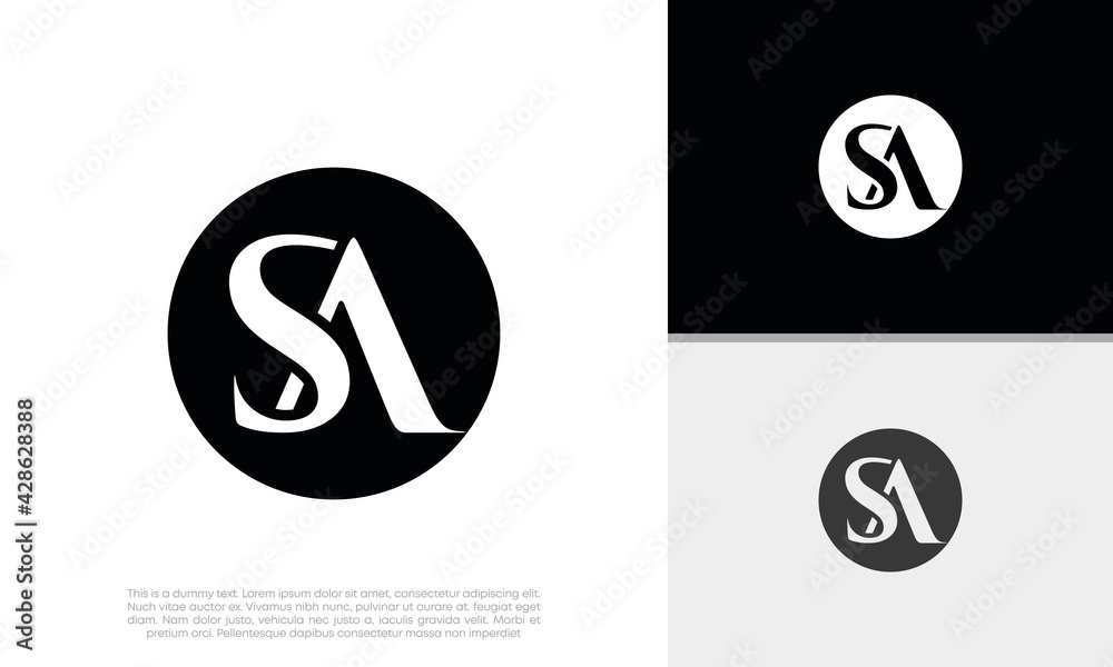 Vetor de Initials SA logo design. Initial Letter Logo. do Stock | Adobe ...