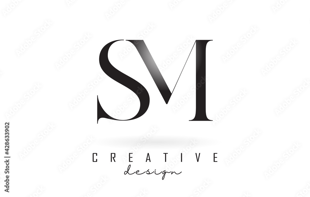 SM s m letter design logo logotype concept with serif font and elegant ...