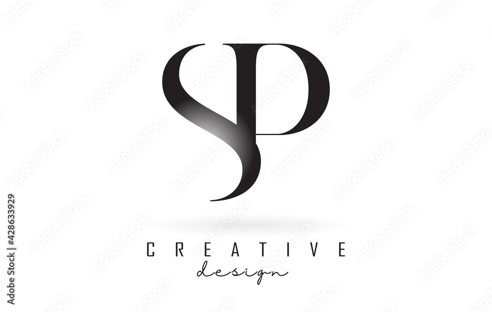 SP s p letter design logo logotype concept with serif font and elegant style vector illustration ...
