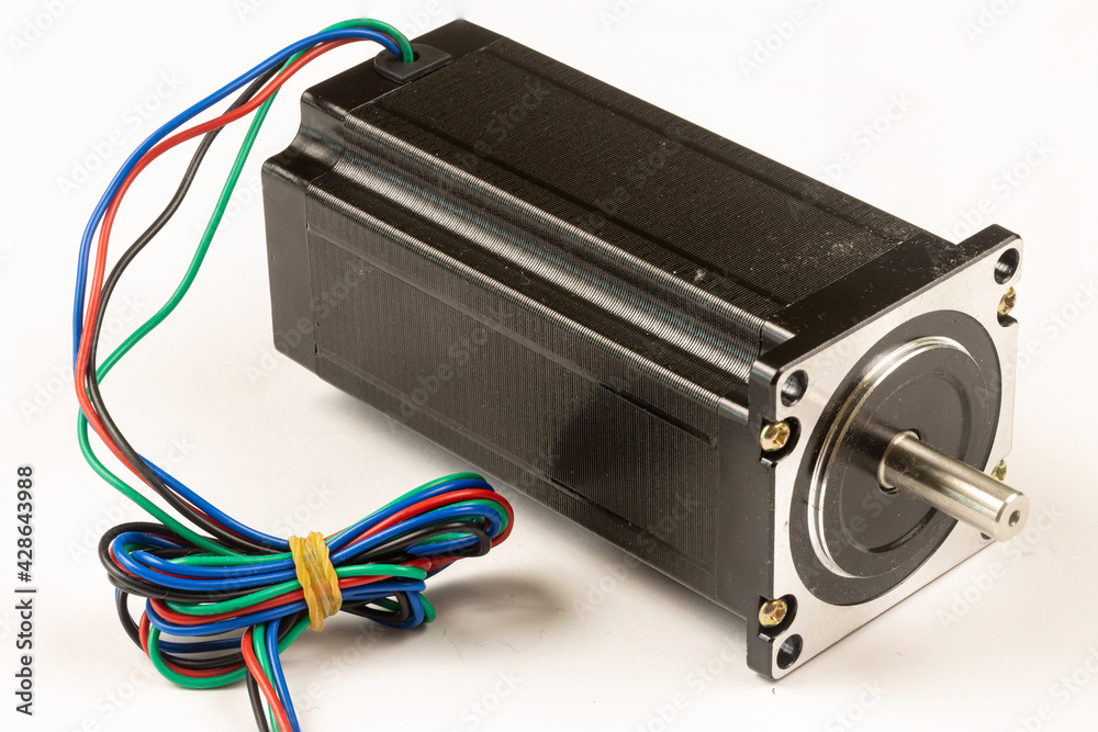 CNC microsteping stepper motor isolated above white background Stock ...
