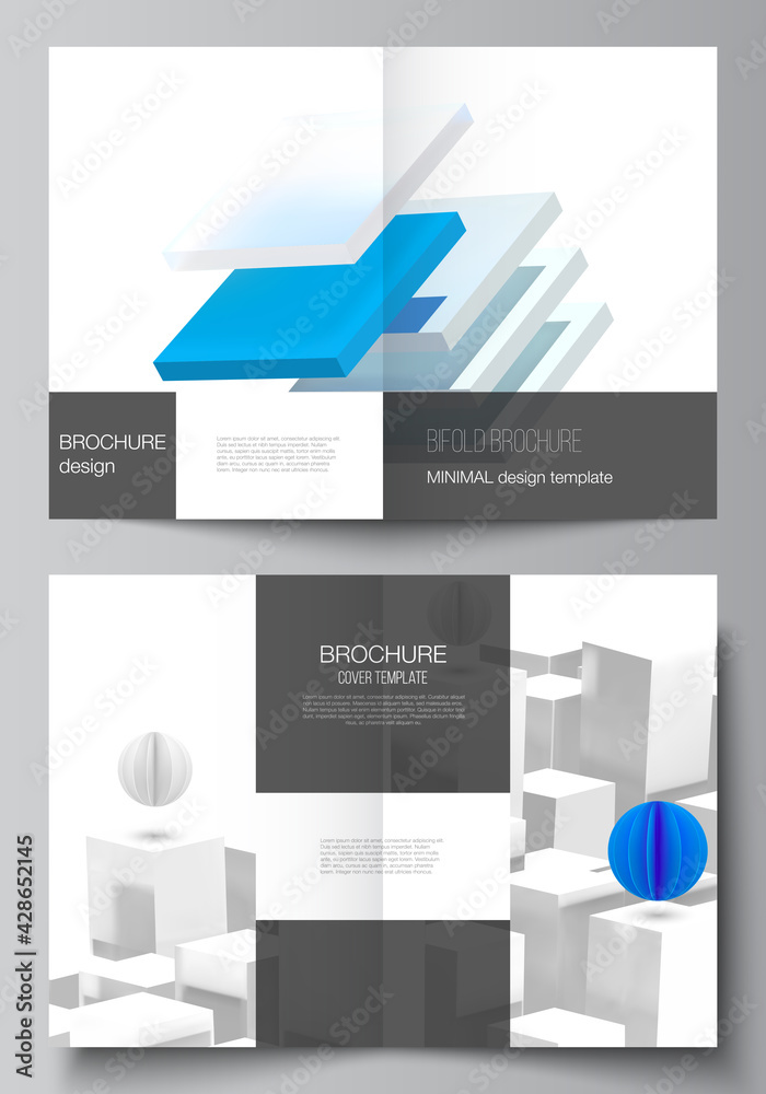 Vector layout of two A4 cover mockups templates for bifold brochure ...