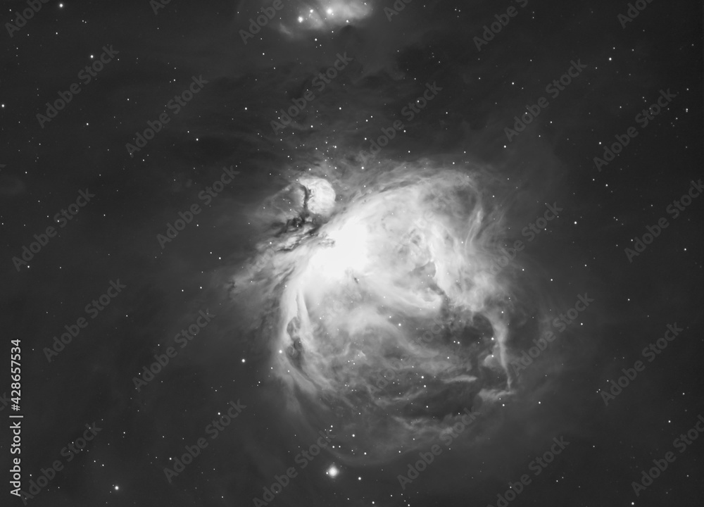 Black and White Orion Nebula in Hydrogen Alpha Stock Photo | Adobe Stock