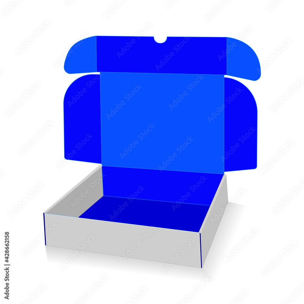 Vector 3D render Mailer subscription box with flap groove notches for ...
