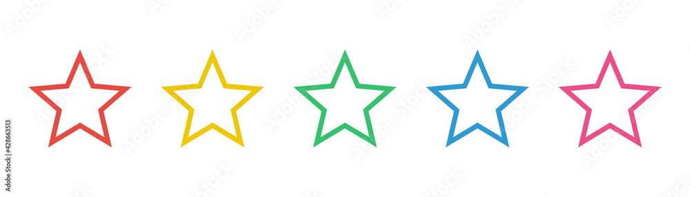 Star icon. Set of color stars symbols isolated. Vector illustration ...