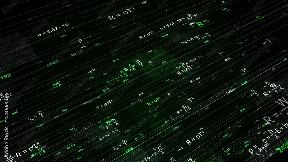 Mathematical formulas in matrix. Animation. Rewritable mathematical ...