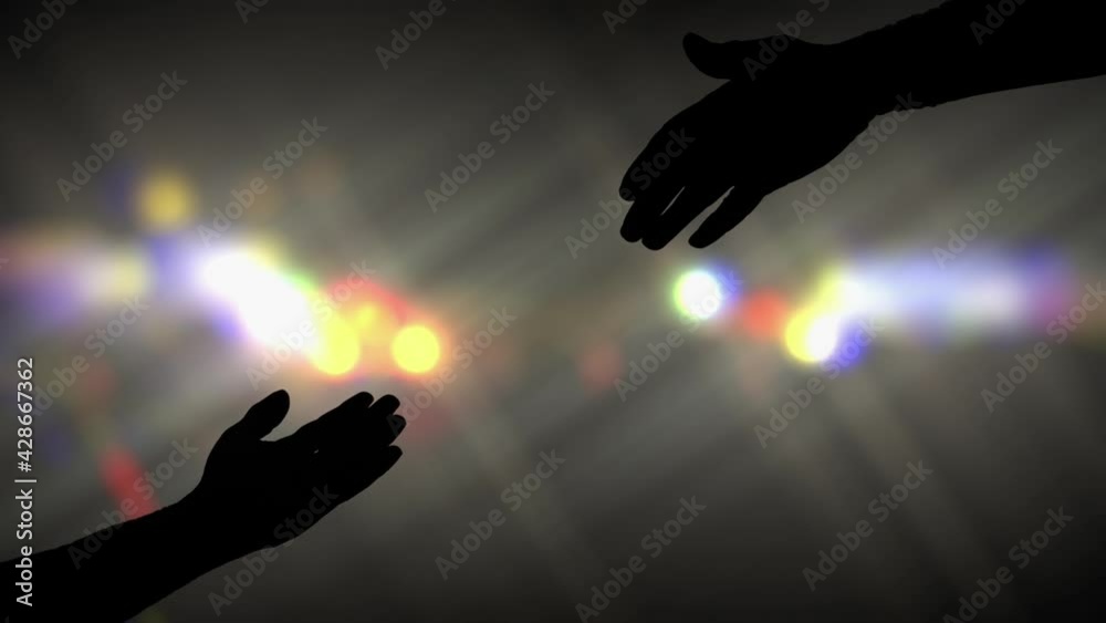 Video Stock The silhouettes of two hands, asking for and giving help ...