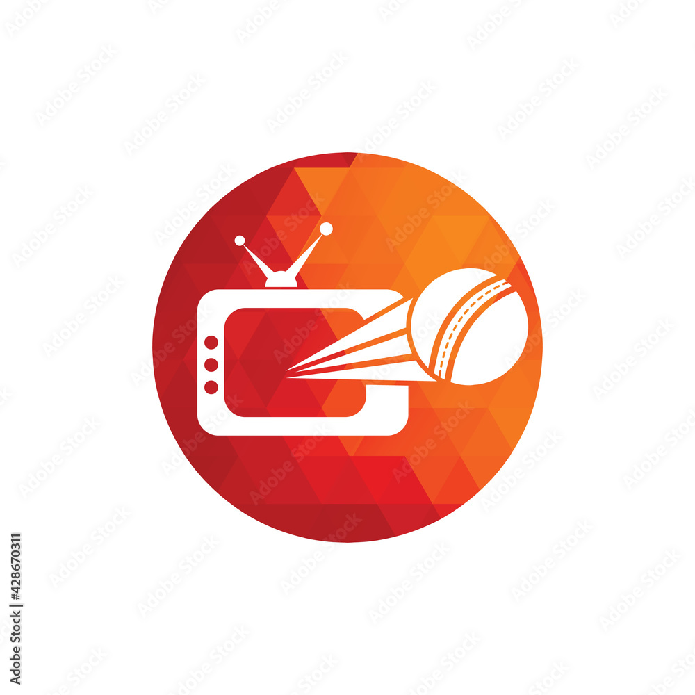 Cricket ball and tv logo design. Cricket tv symbol logo design template ...