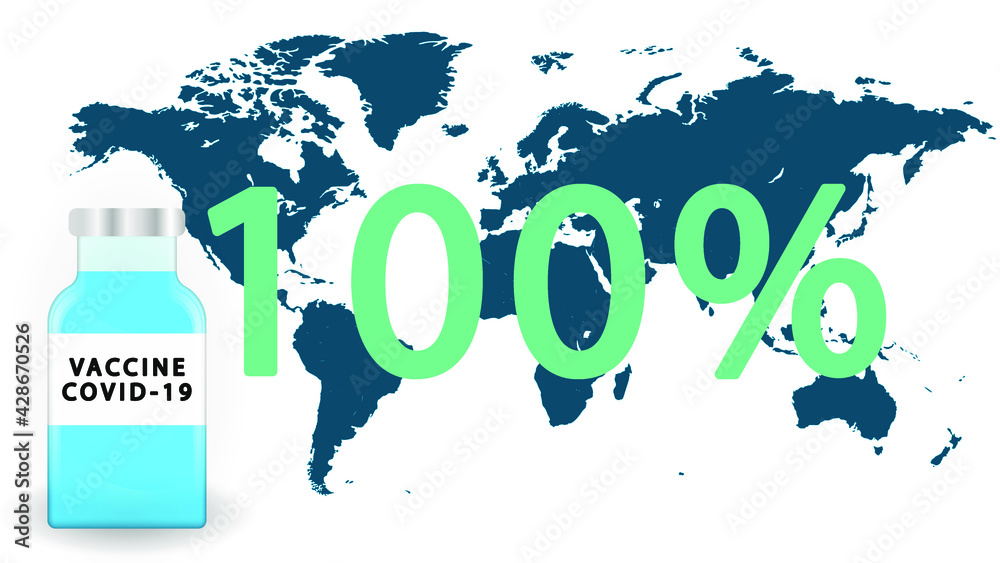 100 percent of vaccinated population.VACCINATION STATISTICS.world map ...