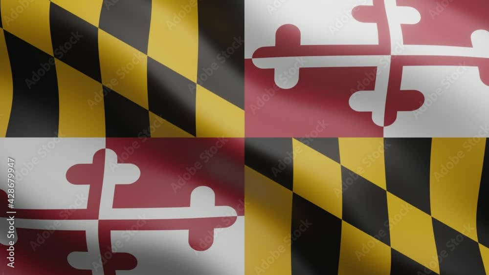 3d waving flag of US state Maryland. National flag in wind background ...