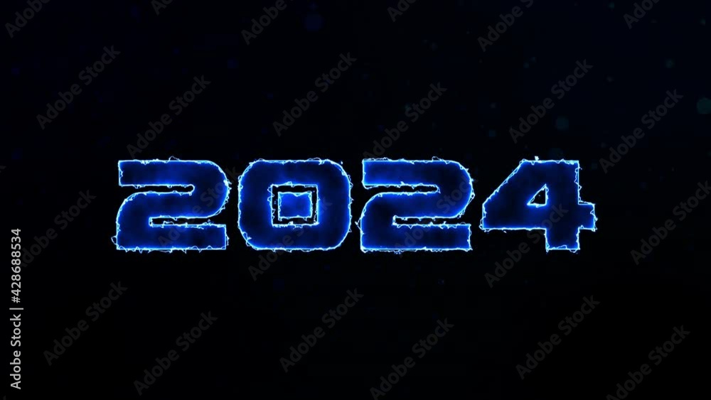 Two thousand twenty-four new year numeric number animation. Lighting ...
