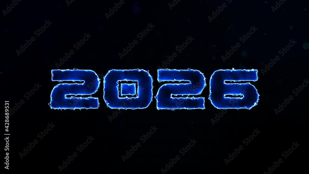 Two thousand twenty-six new year numeric number animation. Lighting ...