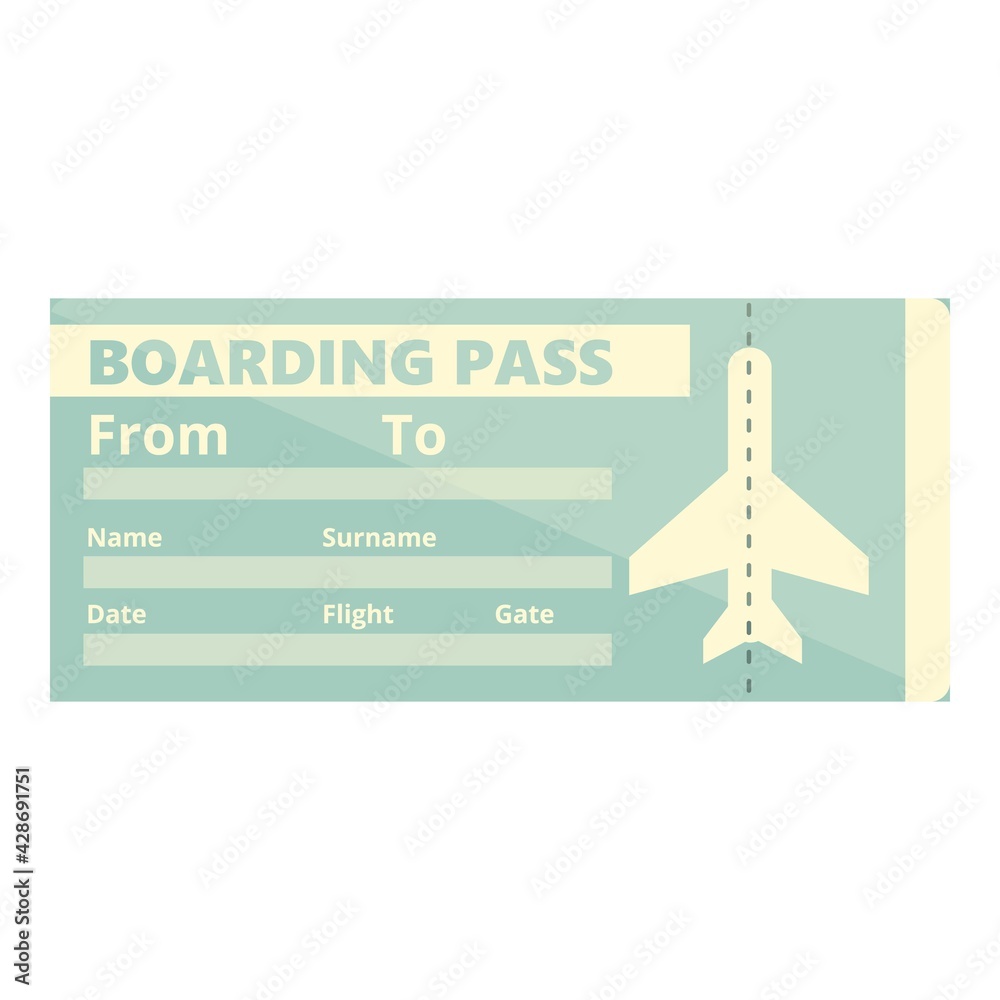 Boarding pass icon. Cartoon of Boarding pass vector icon for web design ...