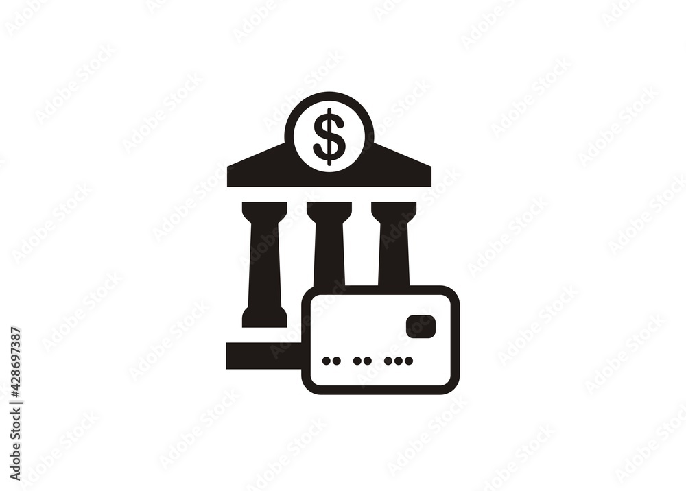 Bank account. Simple icon in black and white. Stock Vector | Adobe Stock