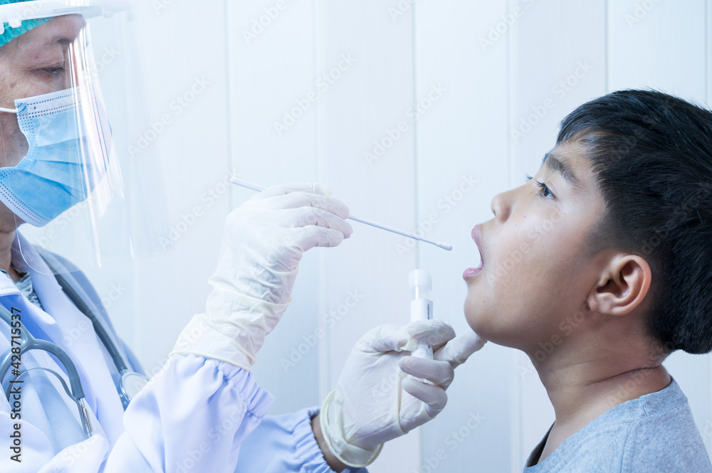 Doctor taking a swab for corona virus sample from potentially infected ...