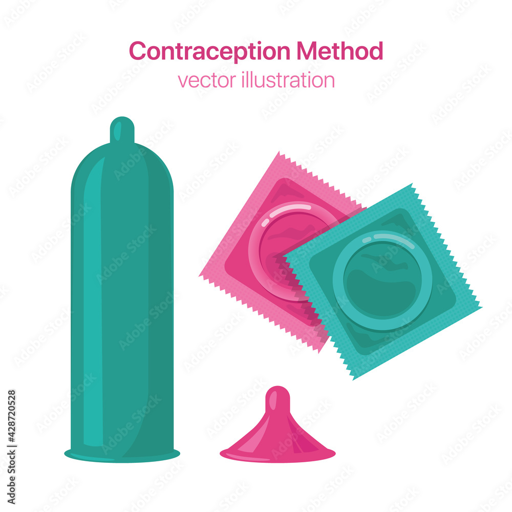 Contraception Methods Cartoon Illustration Vector Conception Of Condom