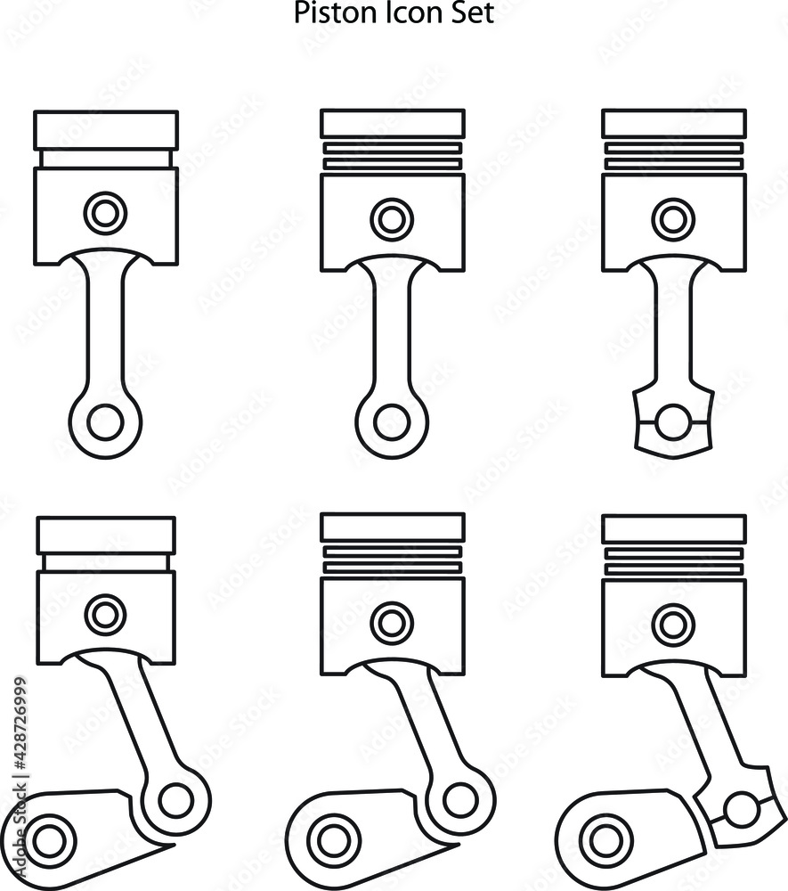 piston icon set isolated on white background from auto racing ...