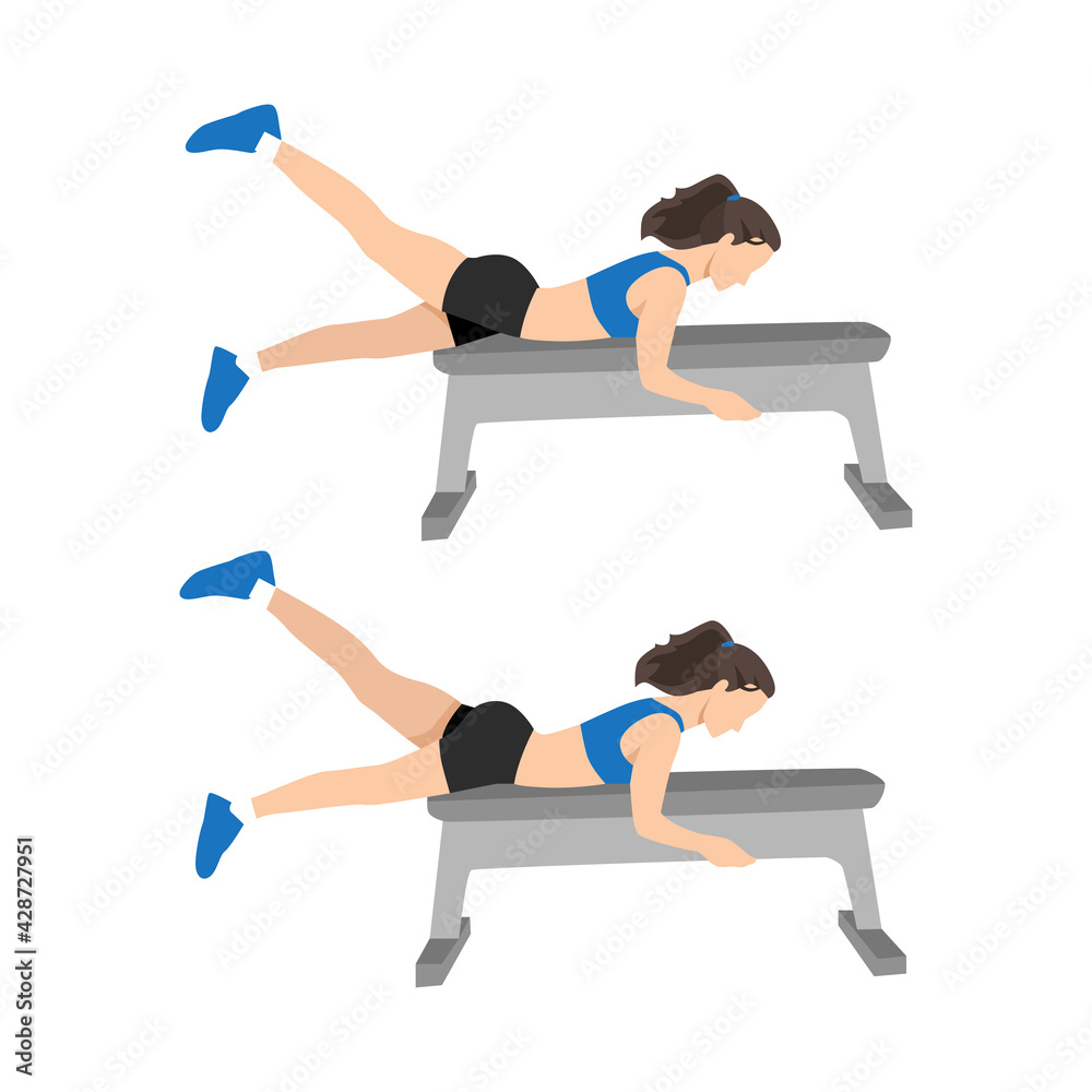 Woman doing bench flutter kicks exercise flat vector illustration ...