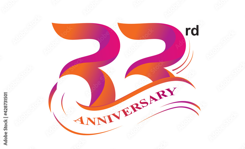33 rd anniversary logo vector design with gradient color Stock Vector ...