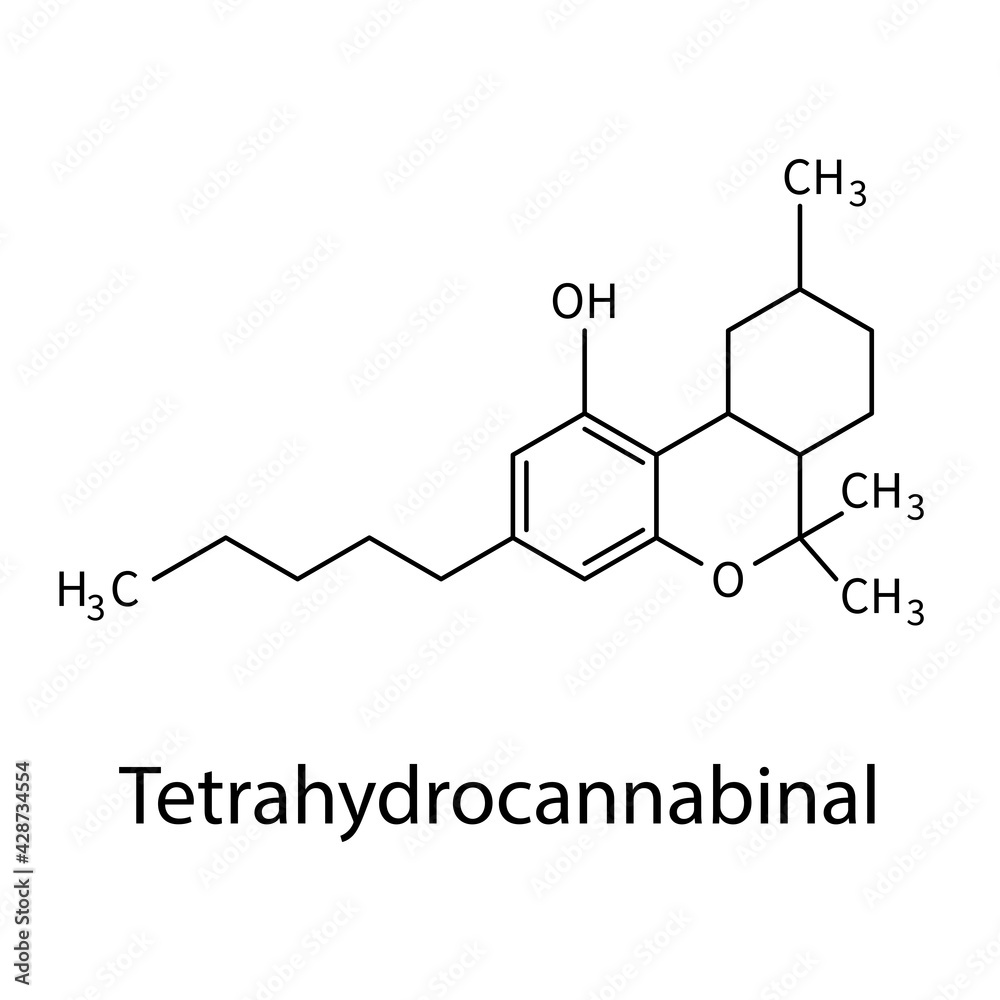 Vetor de Formula of chemical structure of Tetrahydrocannabinol. Vector ...