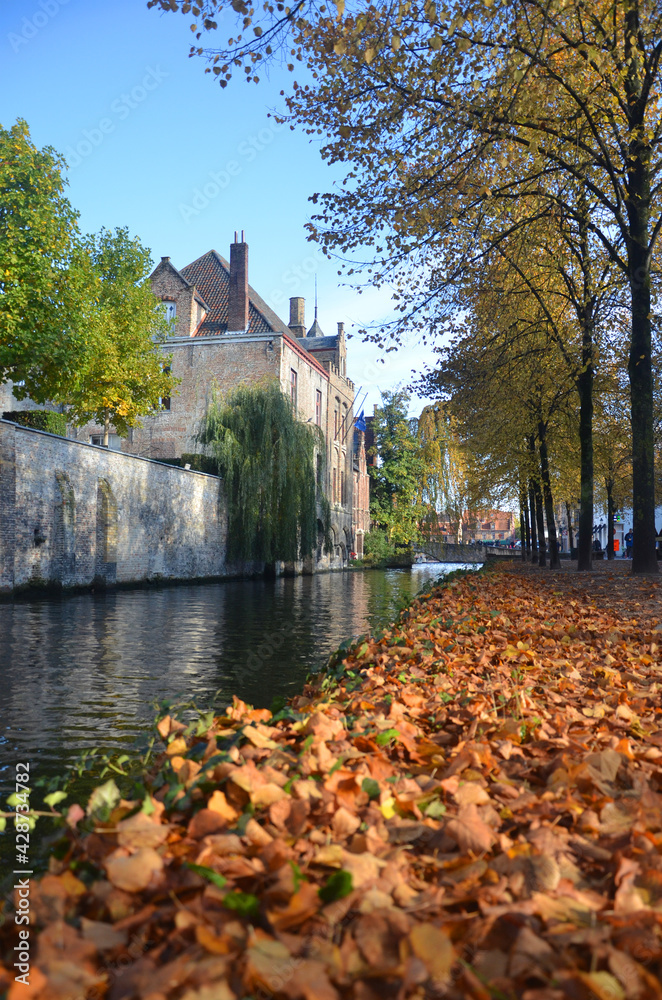 Autumn in Bruges, Belgium. Bruges, the capital of West Flanders in ...