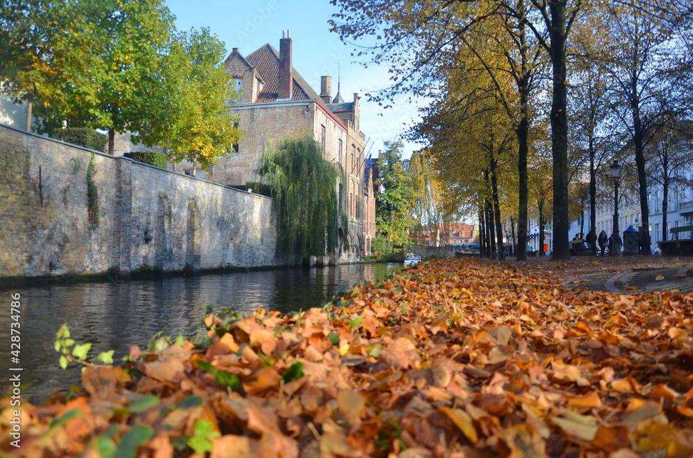 Autumn in Bruges, Belgium. Bruges, the capital of West Flanders in ...