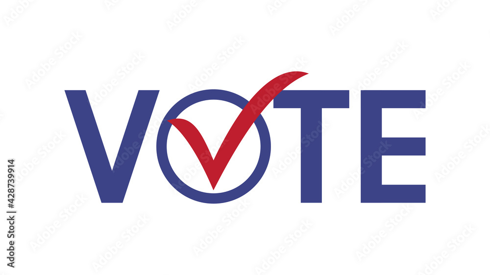Vote word with checkmark symbols, Check mark icon, Political template ...