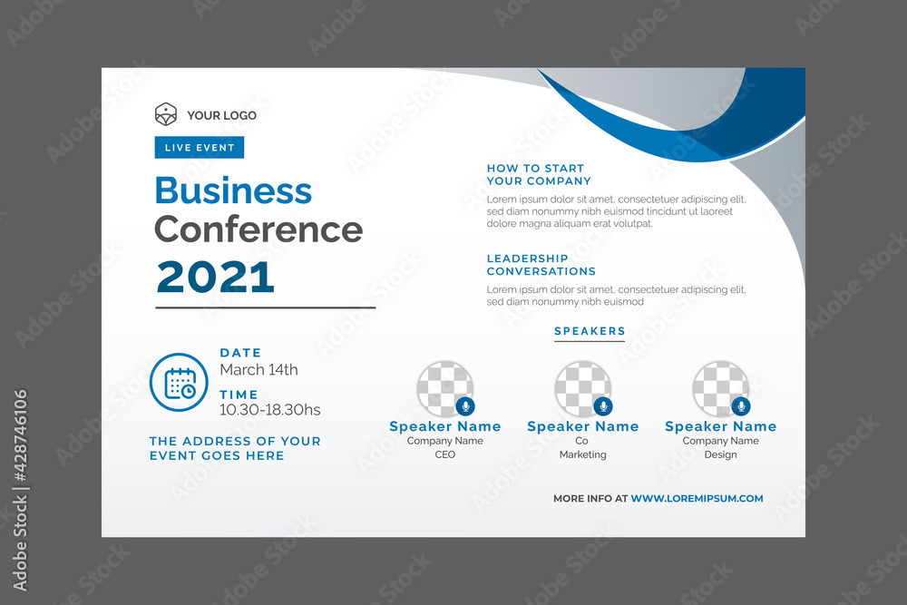 Invitation web banner to the online conference. Business webinar ...