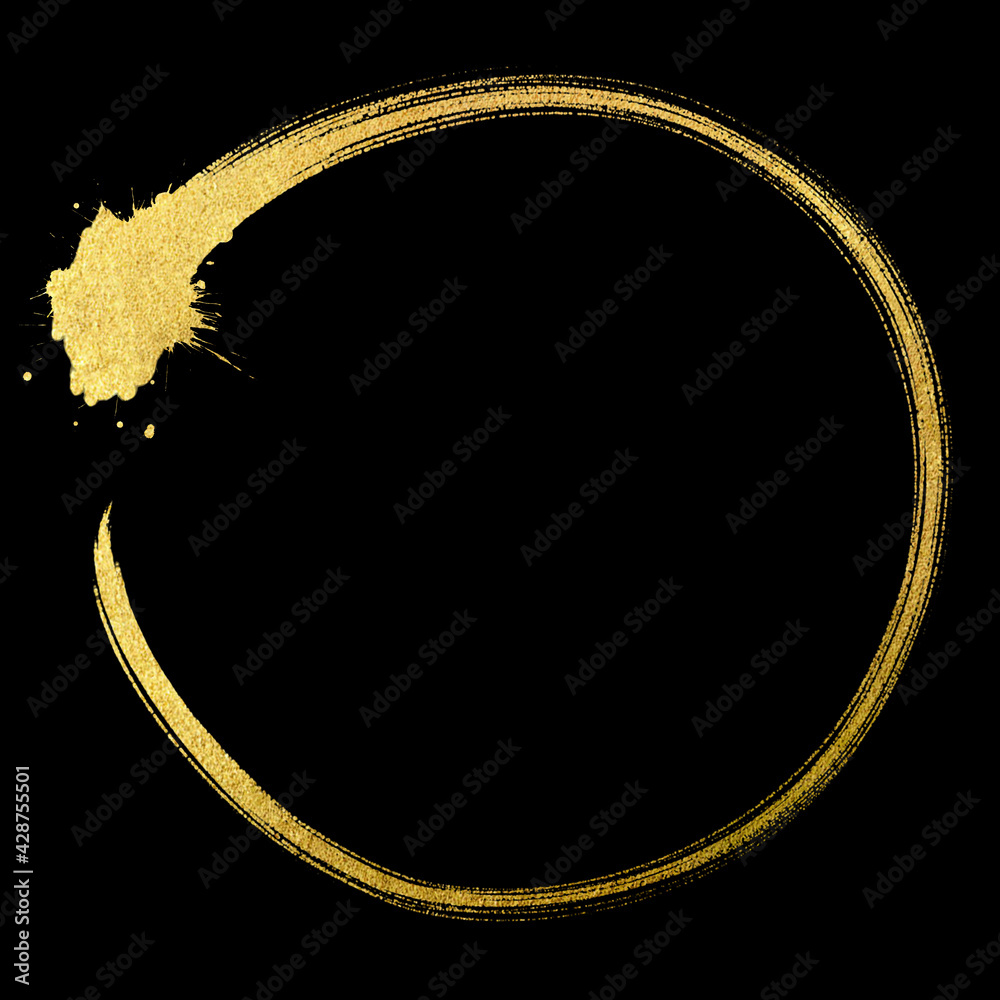 Golden circle frame, hand-drawn golden circle. Gold color luxury brush ...