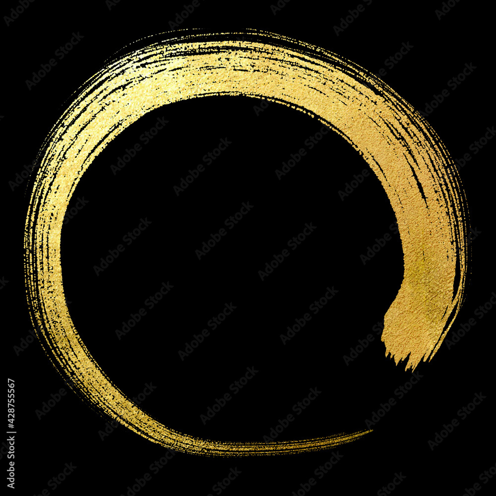 Golden circle frame, hand-drawn golden circle. Gold color luxury brush ...