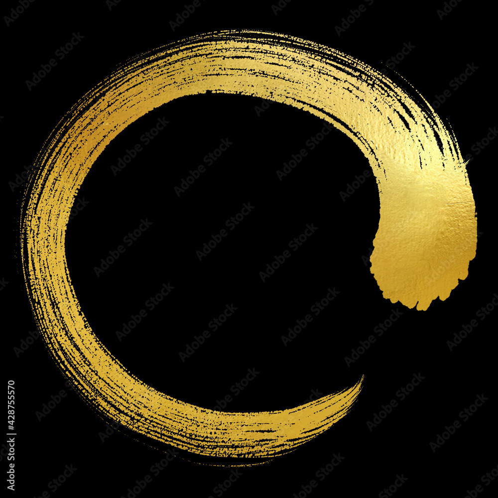 Golden circle frame, hand-drawn golden circle. Gold color luxury brush ...