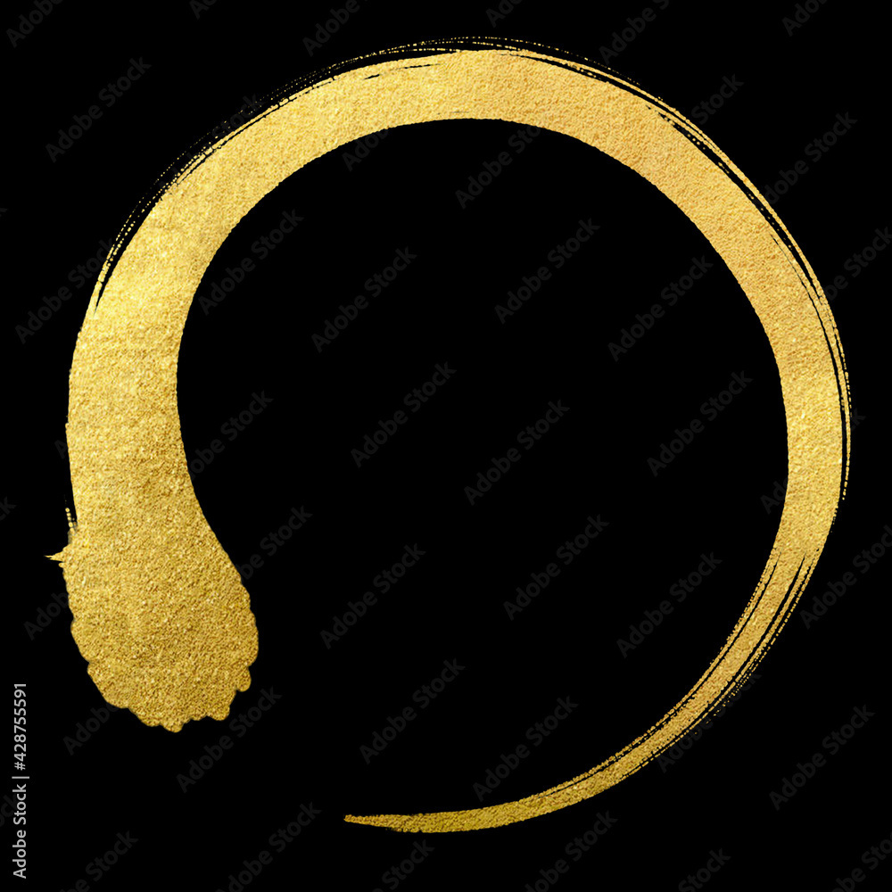 Golden circle frame, hand-drawn golden circle. Gold color luxury brush ...