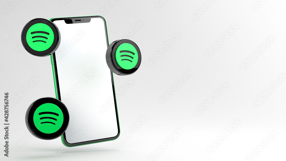 Illustrazione Stock Valencia, Spain - April, 2021: Spotify icons and ...