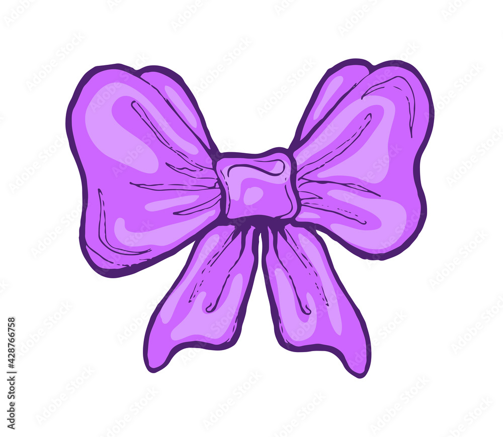 cartoon purple bow Vector clipart illustration isolated on white ...