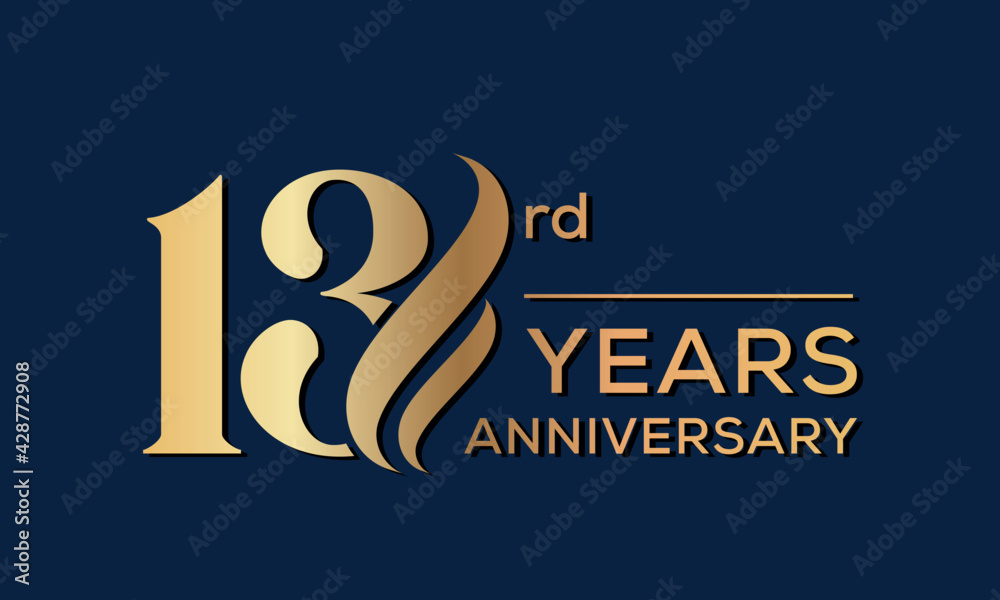 13 Years Anniversary Celebration. Anniversary logo and elegance golden ...