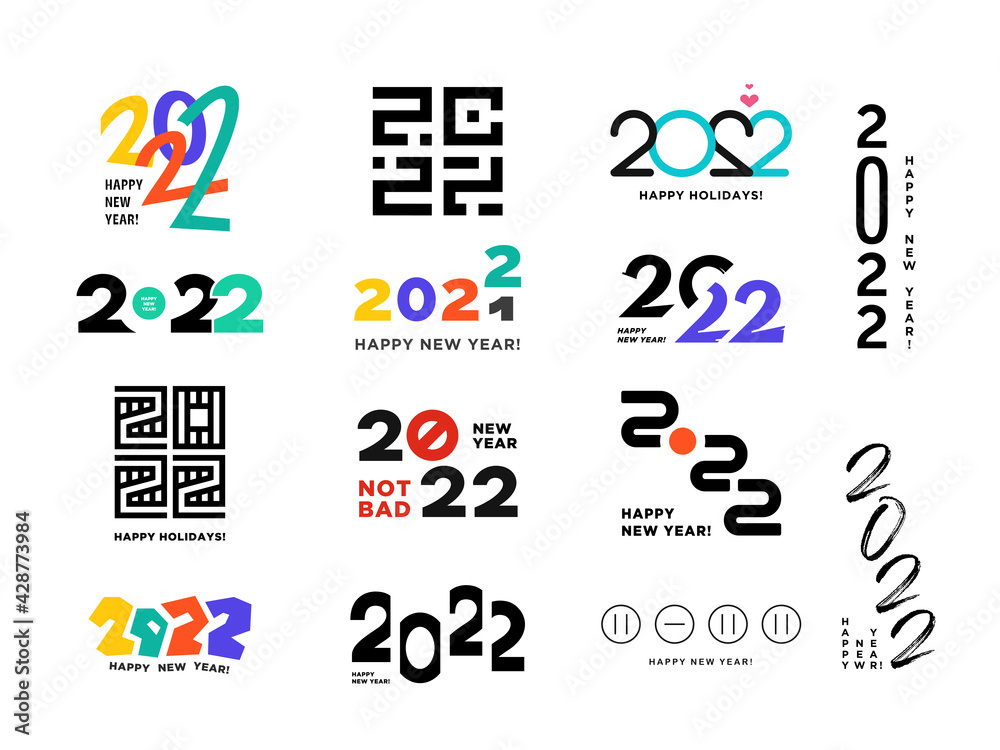Set of 2022 logo text design. Vector elegant modern minimalistic text ...