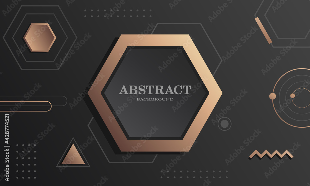 Geometric composition design with hexagon shape, black background with ...