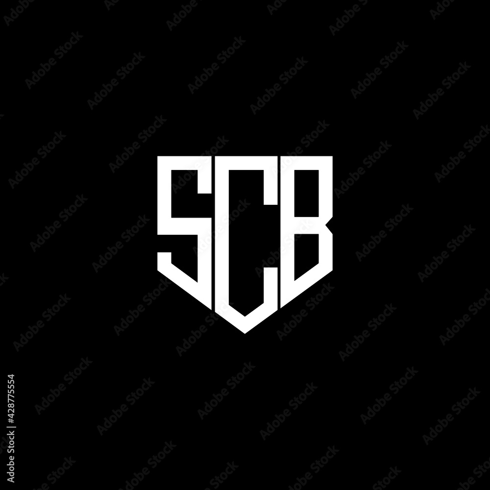 SCB letter logo design with black background in illustrator, cube logo ...
