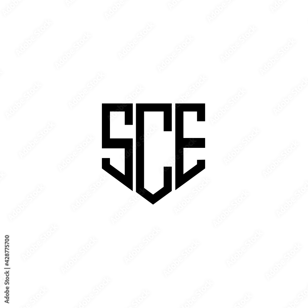 Vetor do Stock: SCE letter logo design with white background in ...