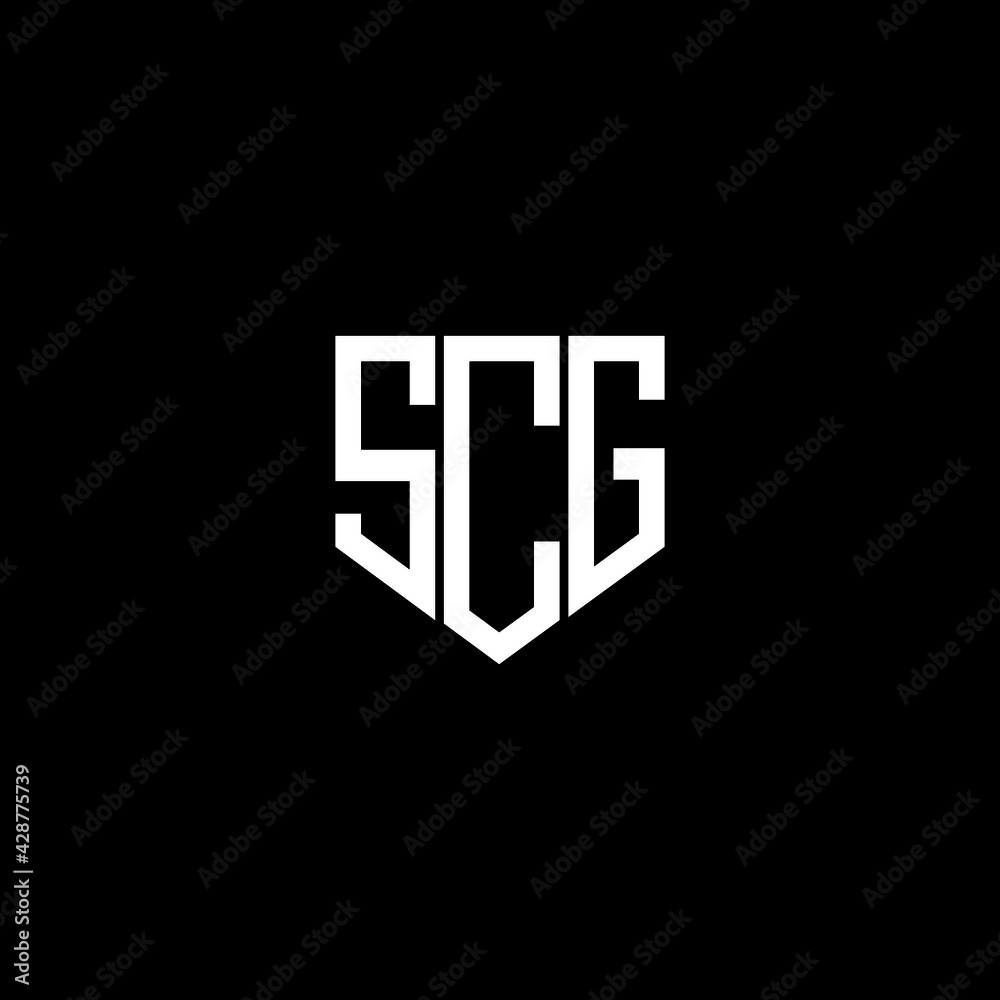 SCG letter logo design with black background in illustrator, cube logo ...