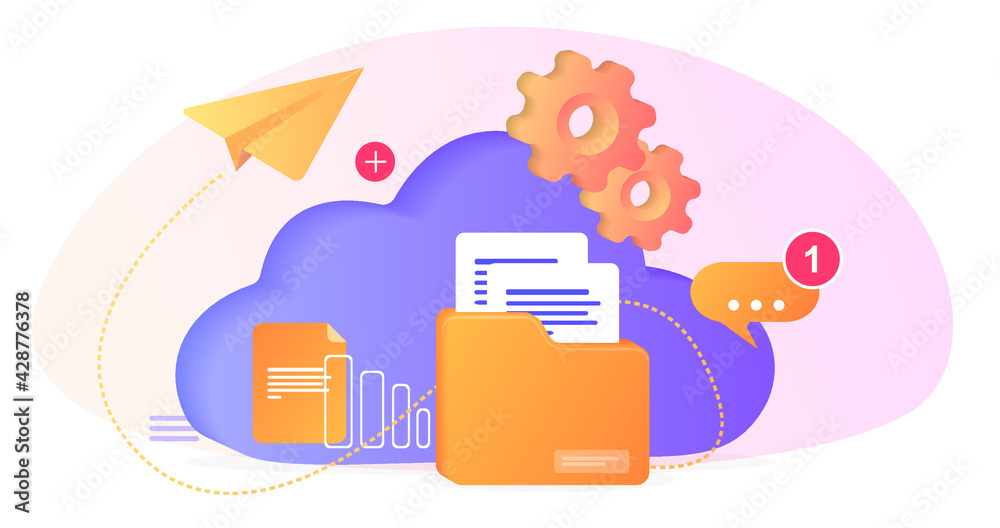 Database with cloud server, Data set, process, classification, database ...