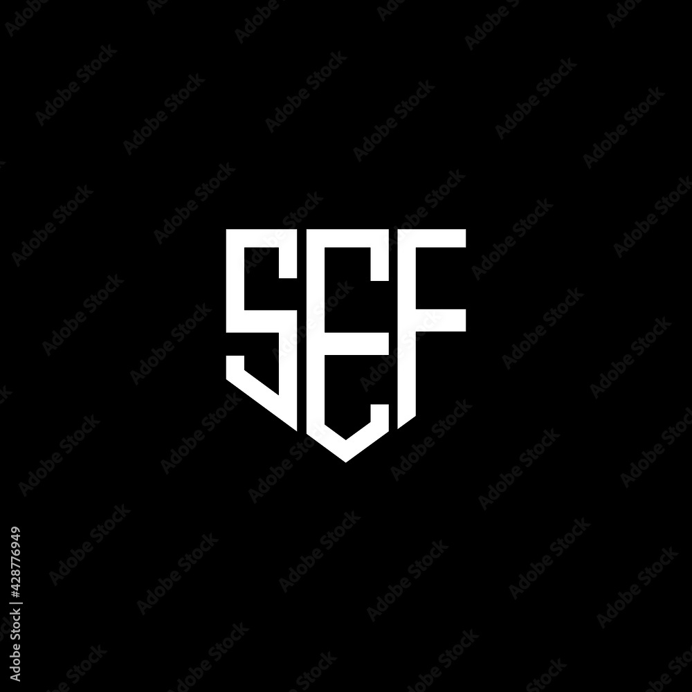 SEF letter logo design with black background in illustrator, cube logo ...