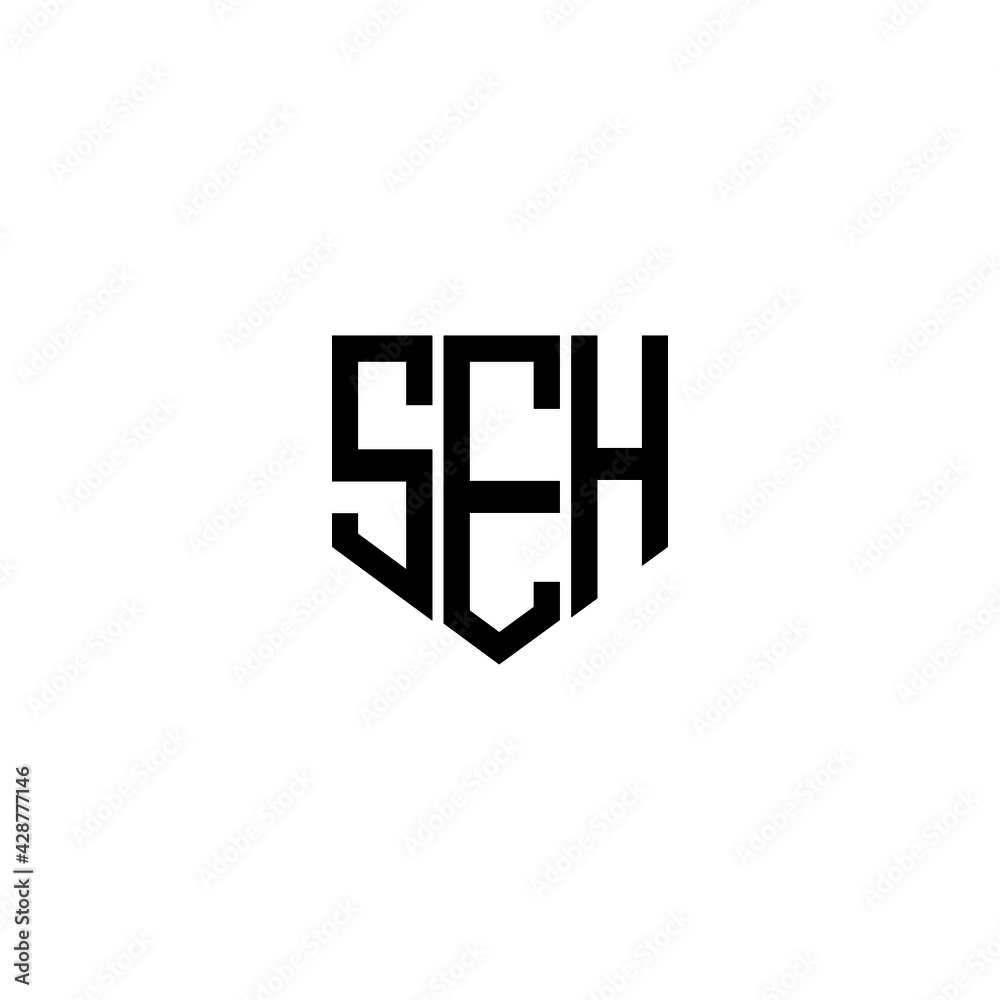 SEH letter logo design with white background in illustrator, cube logo ...