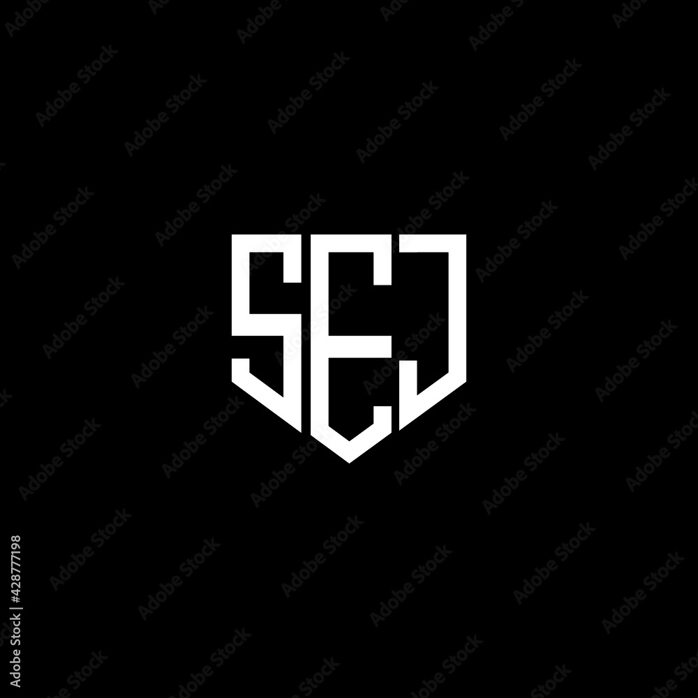 SEJ letter logo design with black background in illustrator, cube logo ...