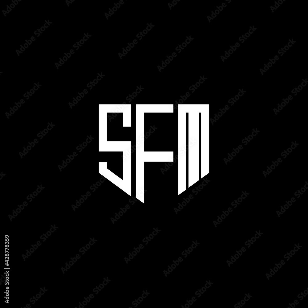 SFM letter logo design with black background in illustrator, cube logo ...
