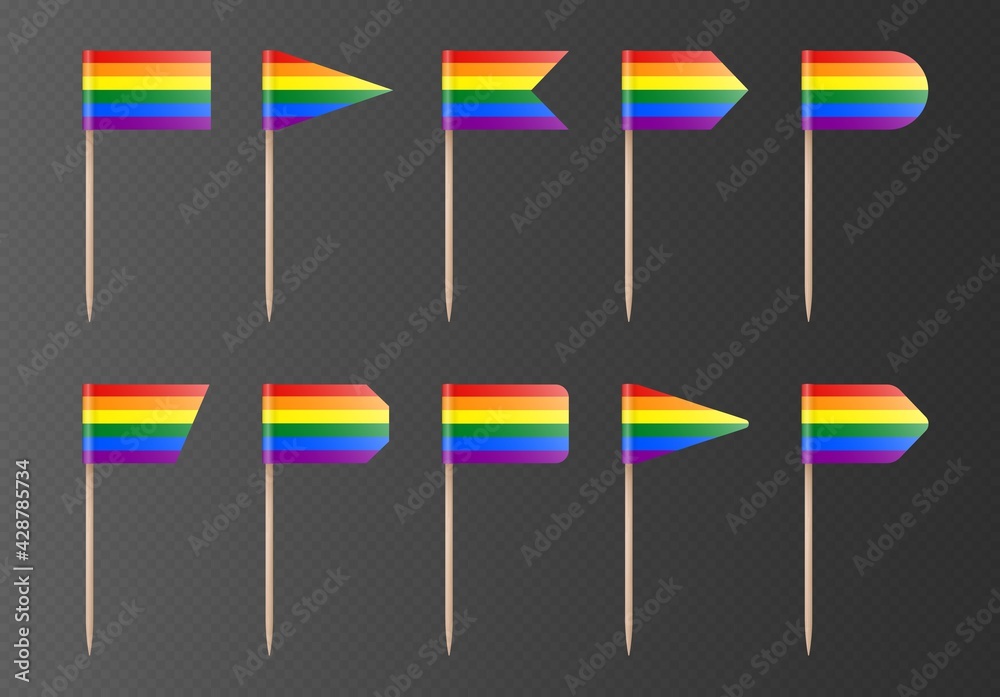 Rainbow LGBTQ toothpick flags isolated on a transparent background ...