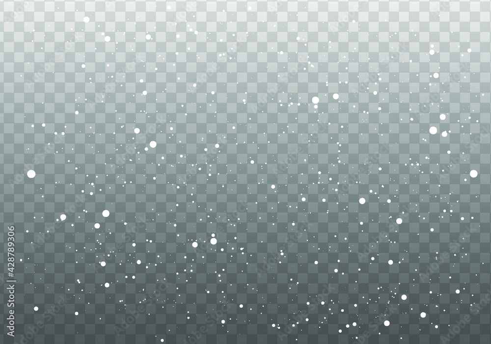Falling white snow on transparent background.White spark glitter with ...