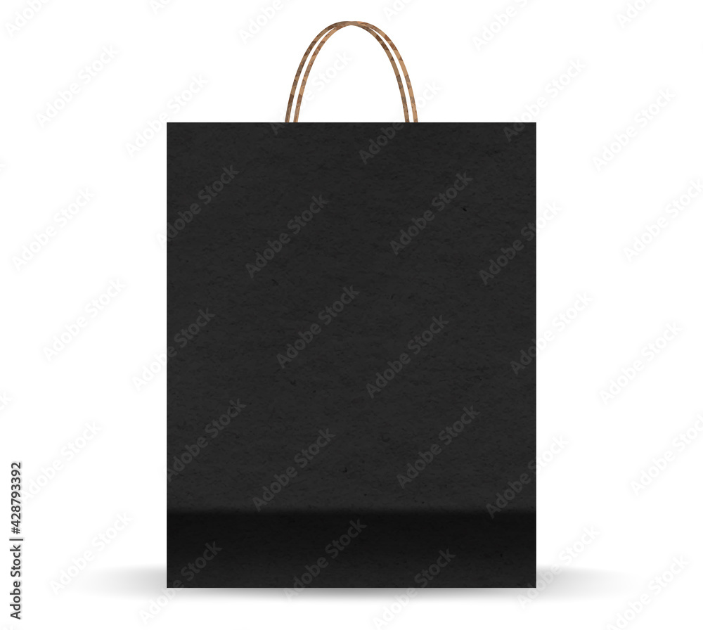 Paper bag template. Brown realistic paper bag. Front and side view of ...