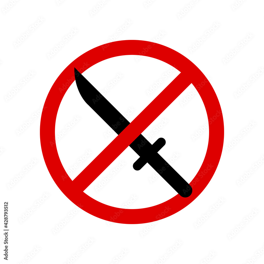 No knife weapon. Prohibition sign. Forbidden round sign. Vector ...