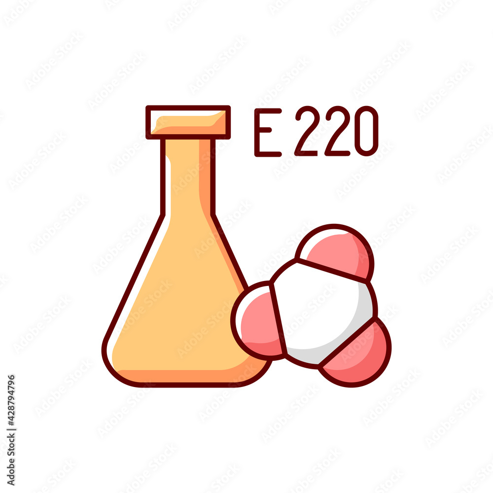 Sulphites RGB color icon. Chemical formula. Food additives as common ...