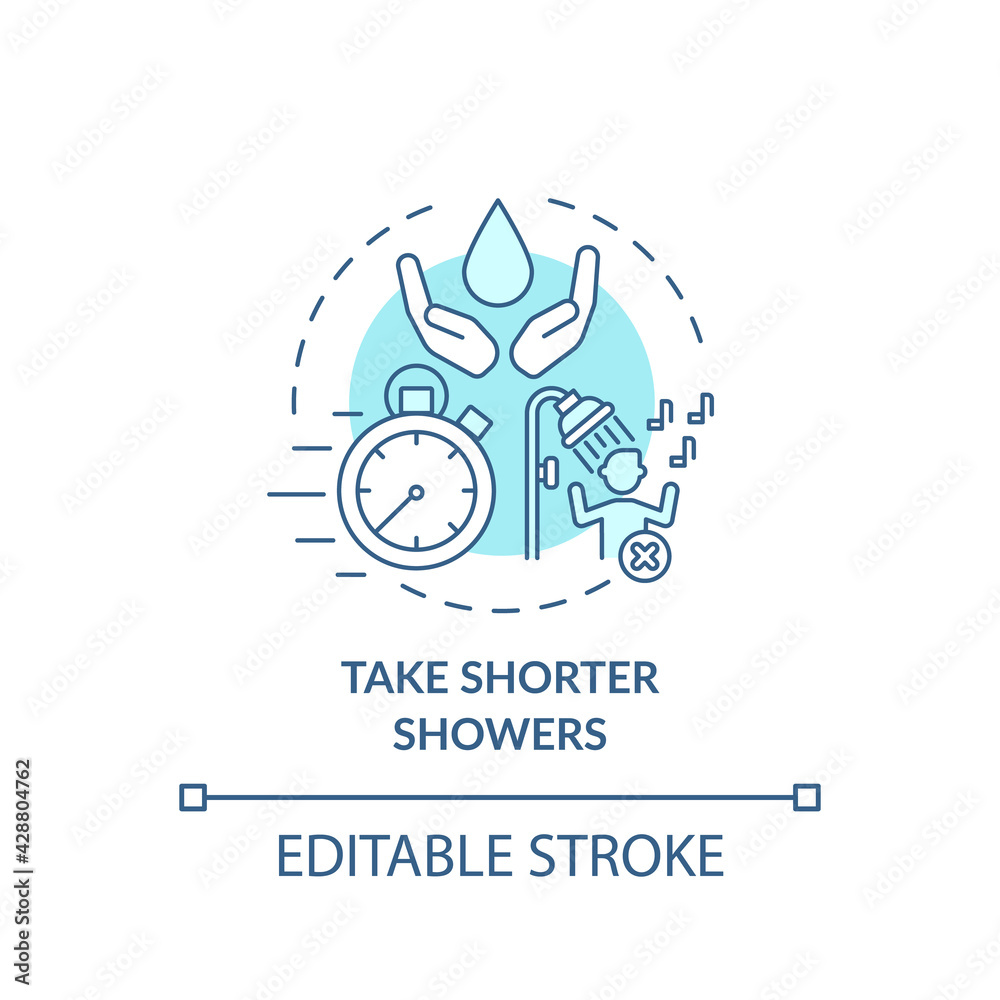 Take Shorter Showers Ideas Concept Icon Sustainable Tourism Ideas Cut